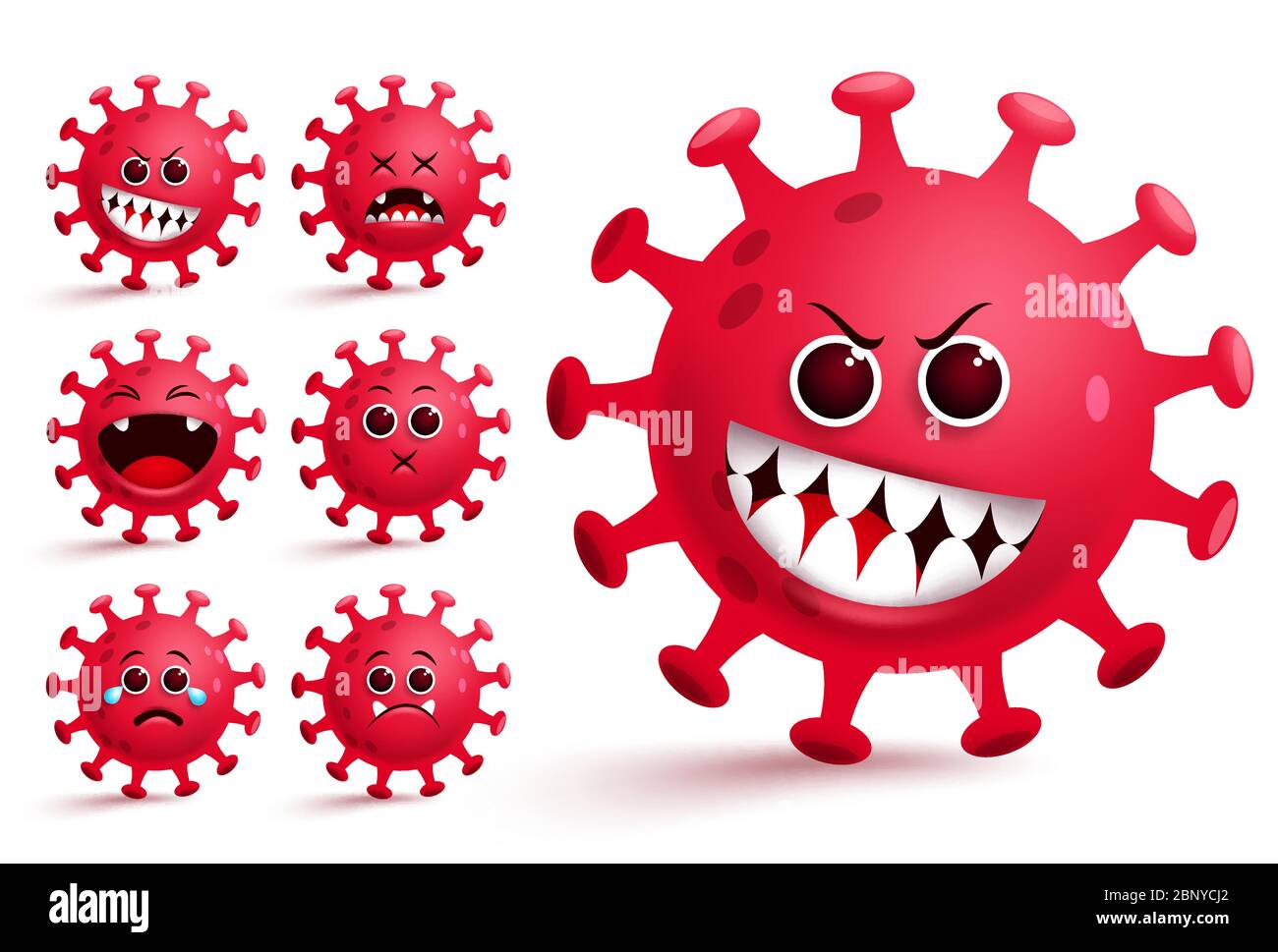 Corona Virus Covid-19 Emoji Smileys Vektor-Set. Covid-19 Emoji und ...