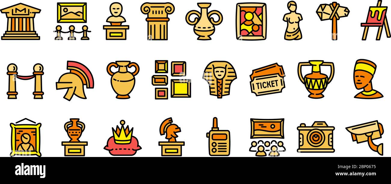 Symbole für Museen. Umriss Satz von Museum Vektor-Icons für Web-Design ...