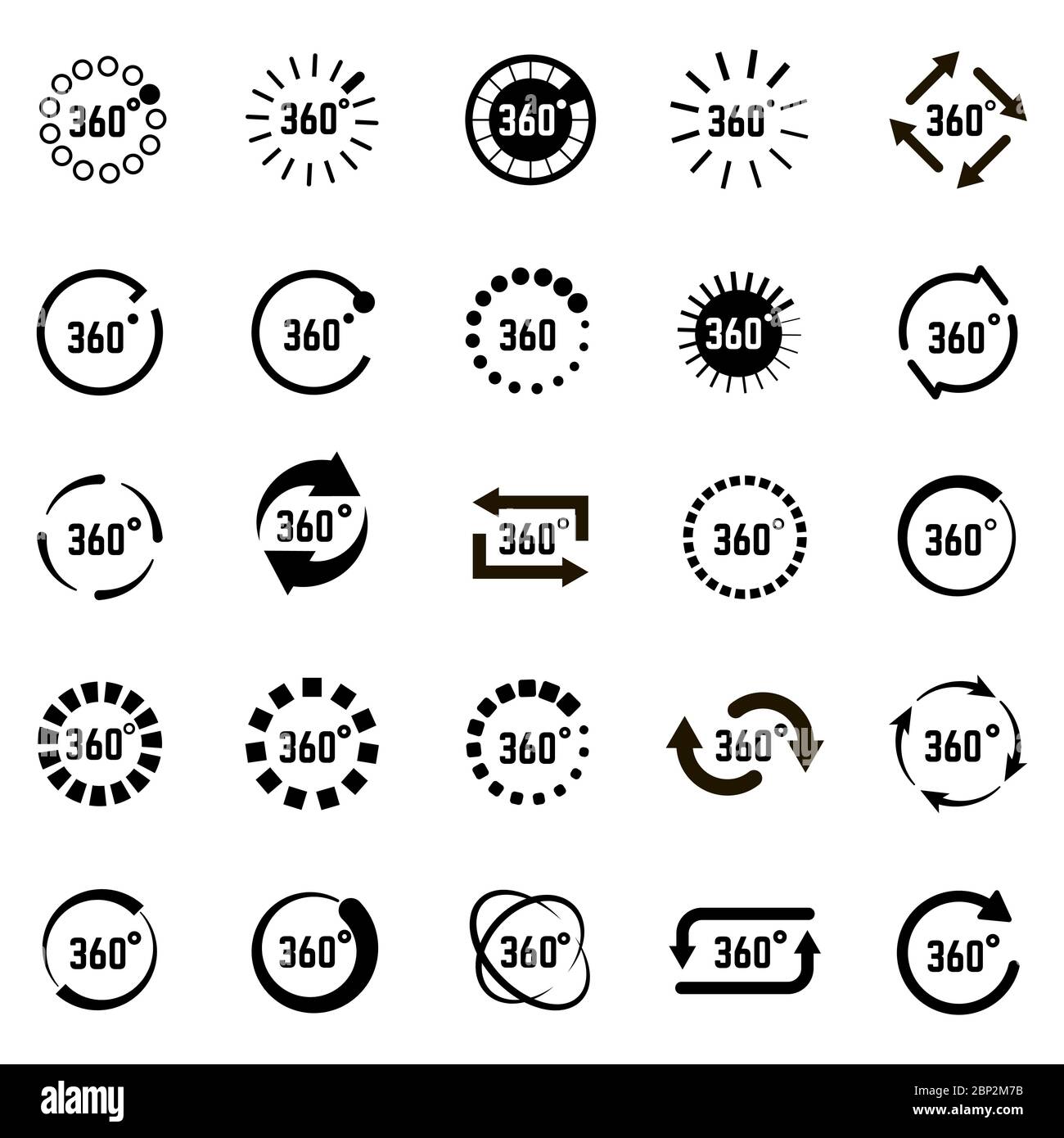 Kreise Symbole um 360 Grad ein. Kreis Pfeil 360 Grad Panorama Zeichen ...