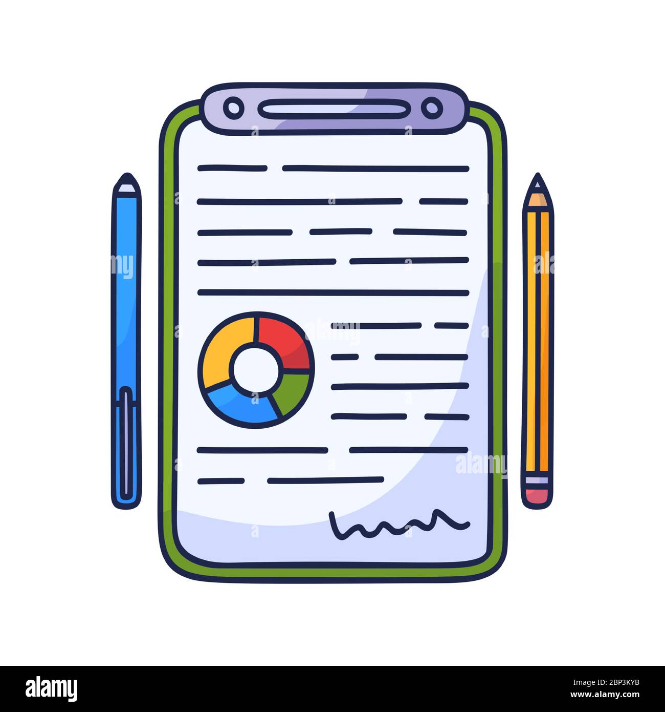 Ein Dokument mit einem Diagramm und Text neben dem ein Stift und ...