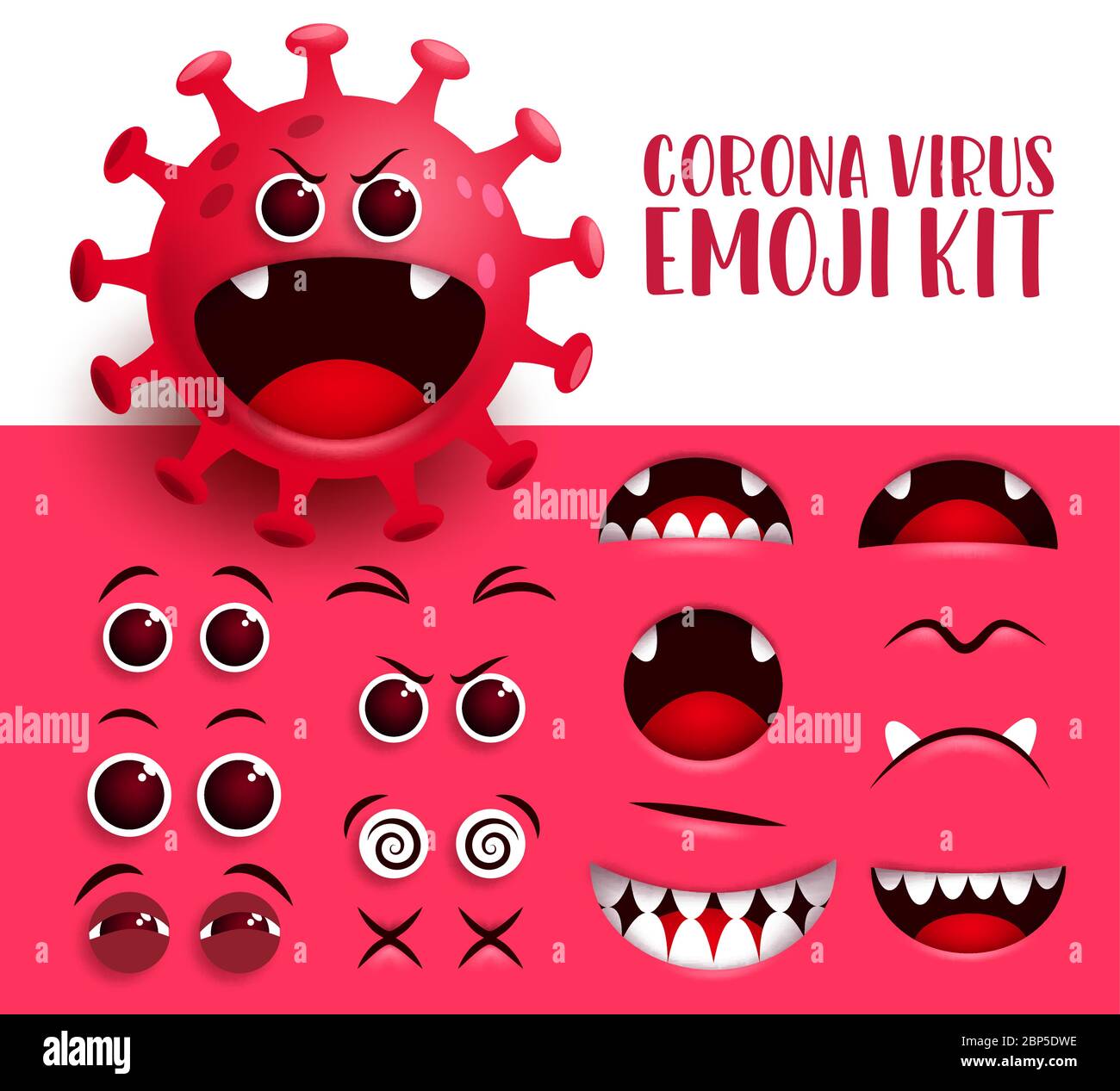 Corona Virus Emoji Kit Vektor-Set. Covid19 rote ncov Virus-Symbol und ...