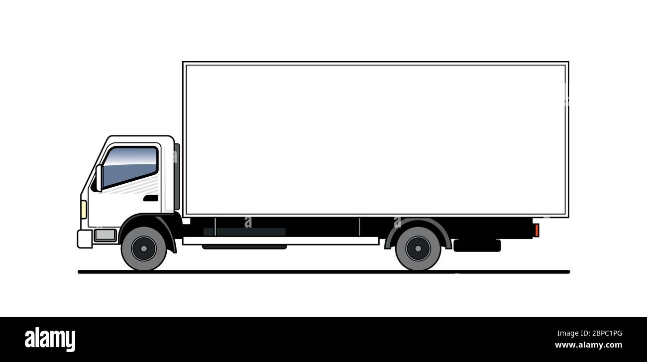 Vector LKW, LKW, Seitenansicht. Weiße leere LKW-Vorlage für Werbung ...