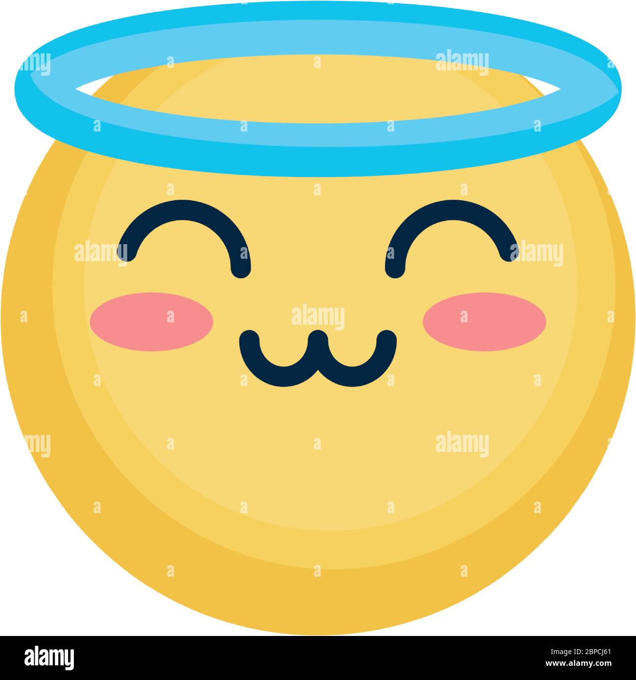 Engel Emoji Gesicht Symbol über weißem Hintergrund, flacher Stil ...