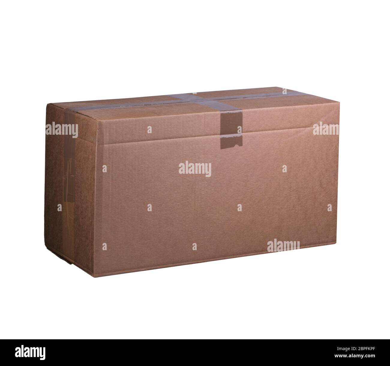 Karton auf weißem Hintergrund. Verpackung verpackt und mit Klebeband ...