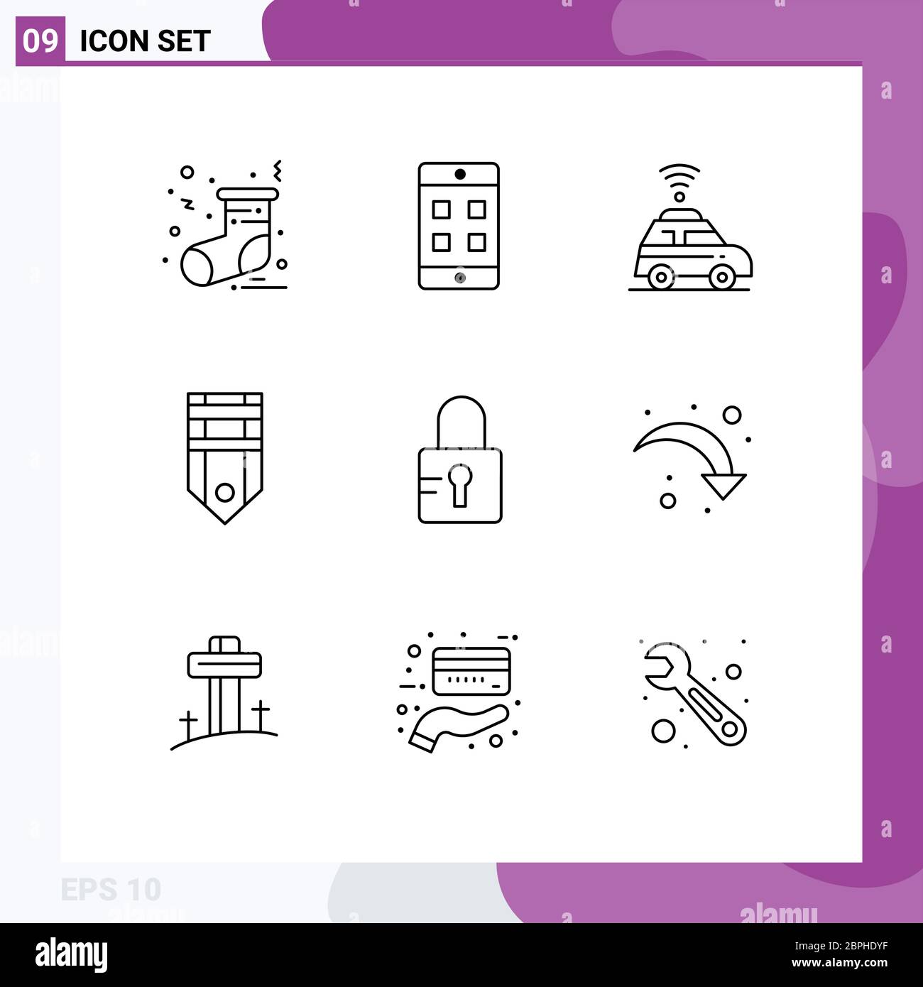 Set von 9 modernen UI-Symbole Symbole Symbole Zeichen für Refresh ...