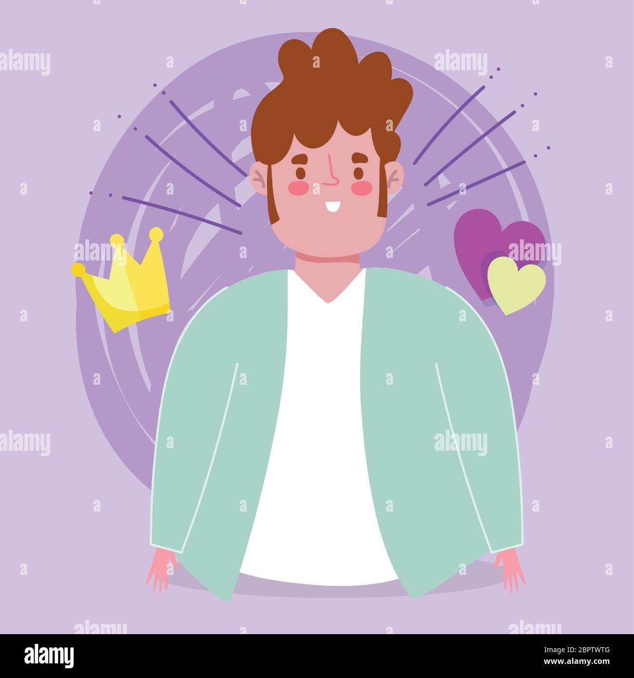 Avatar Mann Karikatur mit Krone Design, Junge männliche Person Menschen ...