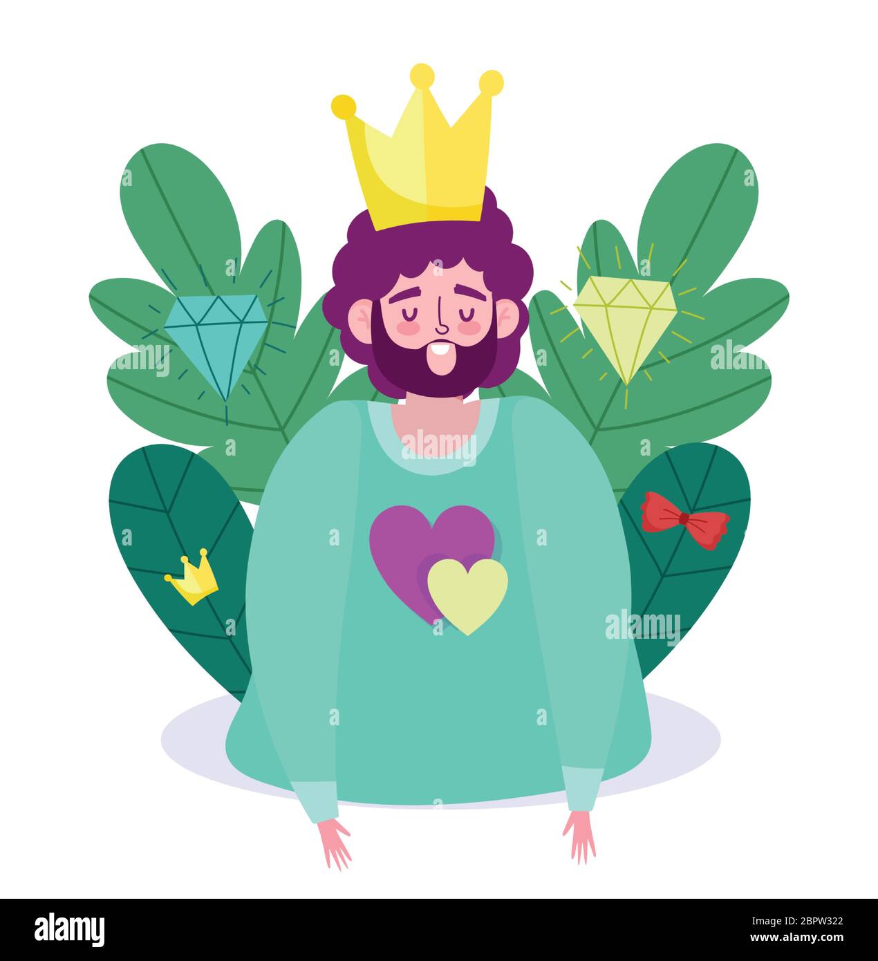 Avatar Mann Karikatur mit Krone Design, Junge männliche Person Menschen ...