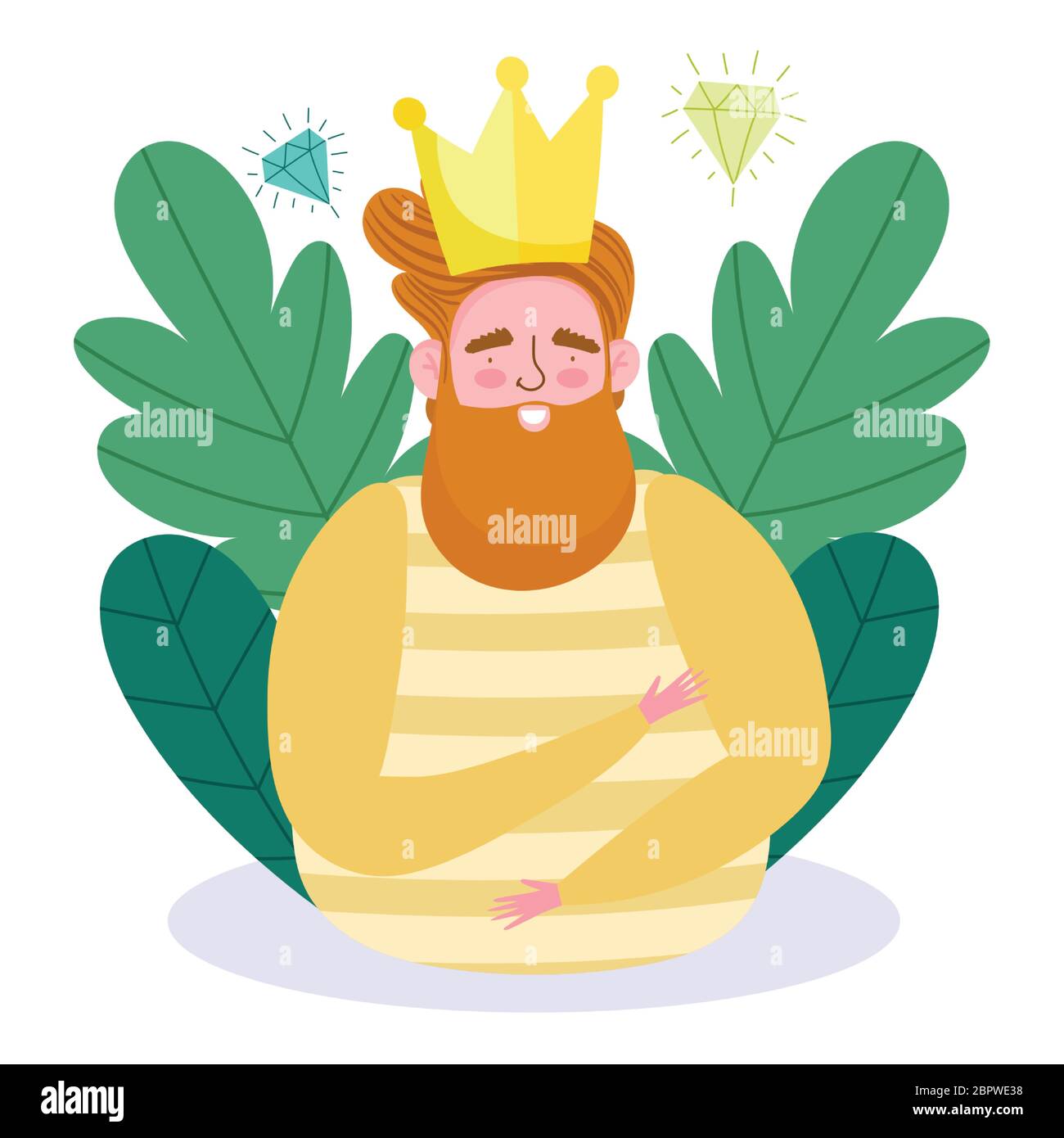 Avatar Mann Karikatur mit Krone Design, Junge männliche Person Menschen ...