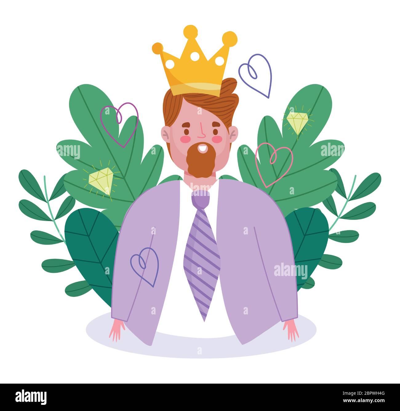 Avatar Mann Karikatur mit Krone Design, Junge männliche Person Menschen ...