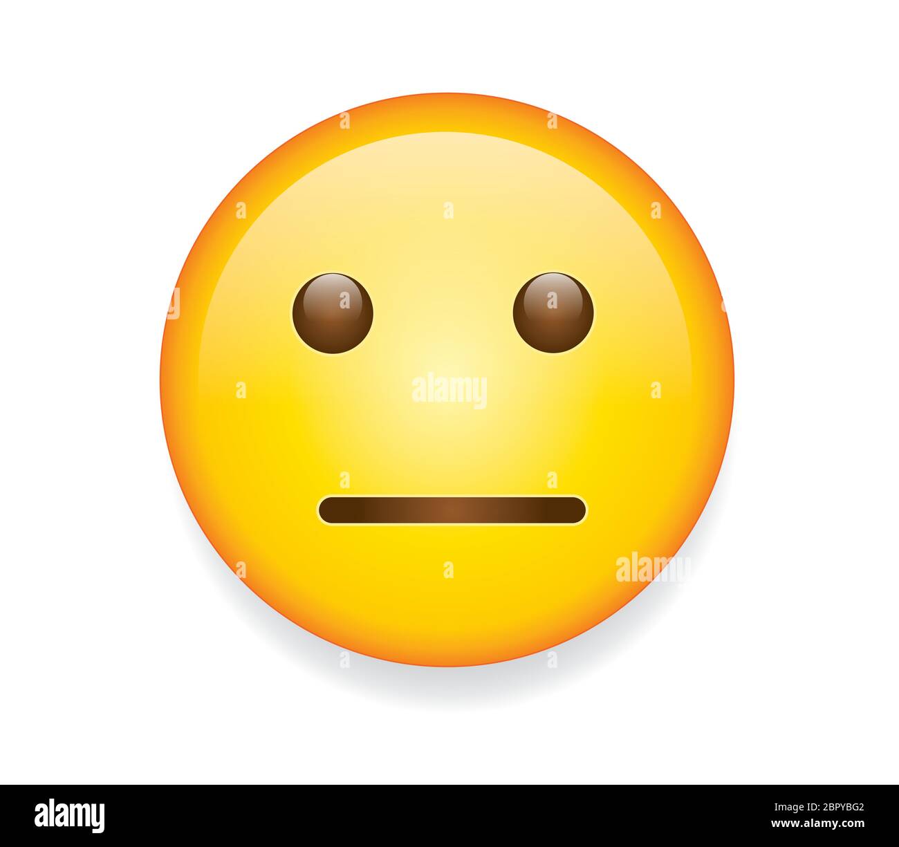 Hochwertiges Emoticon auf weißem Hintergrund. Emoji mit geradem Gesicht ...
