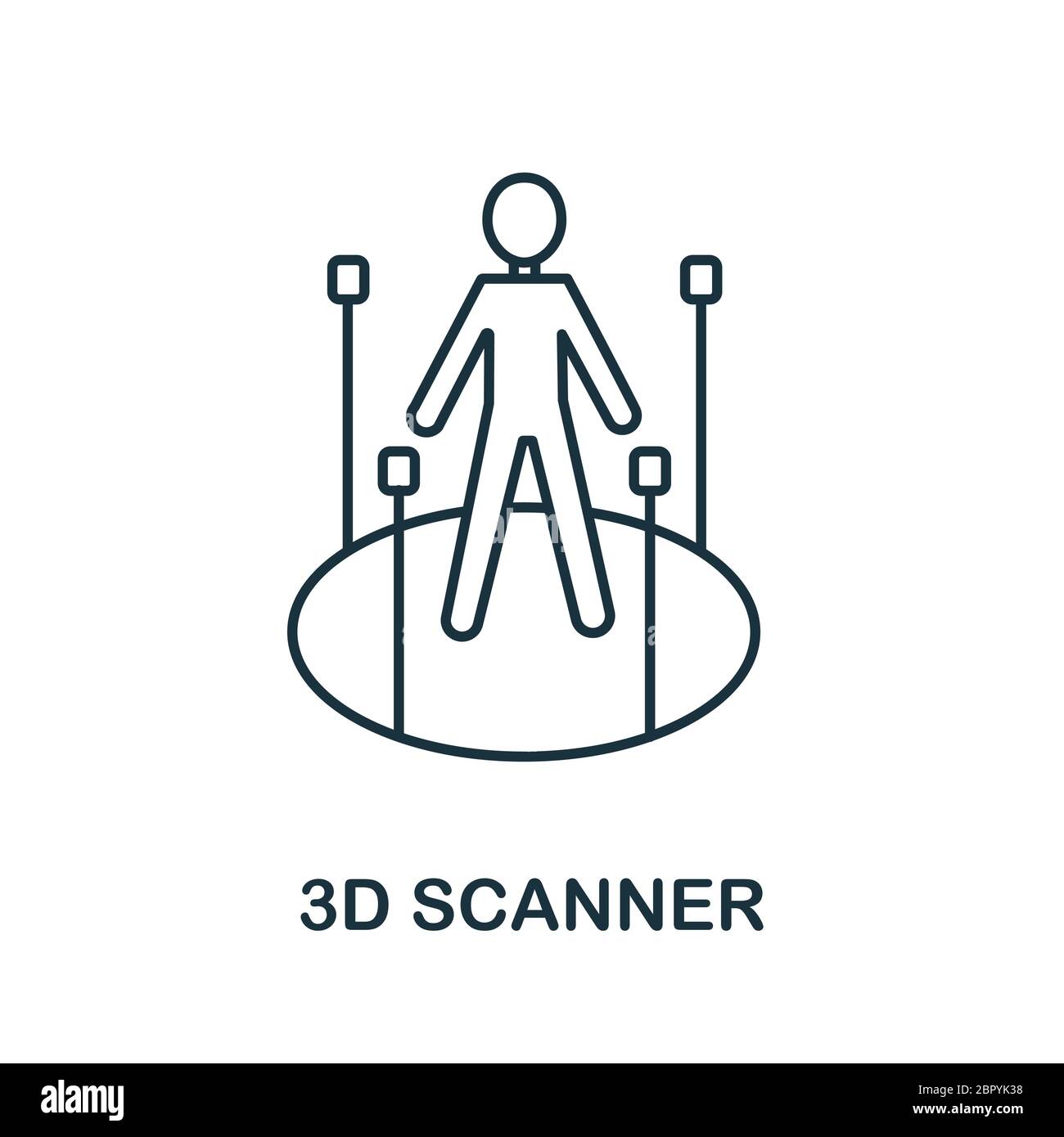 3D-Scanner-Symbol aus der 3d-Drucksammlung. Einfache Linie 3D Scanner ...