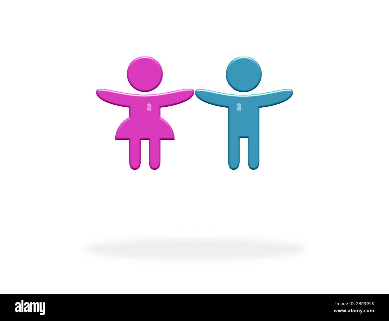 Junge und Mädchen Symbol mit blauen und rosa Farbe zeigt Symbol für ...