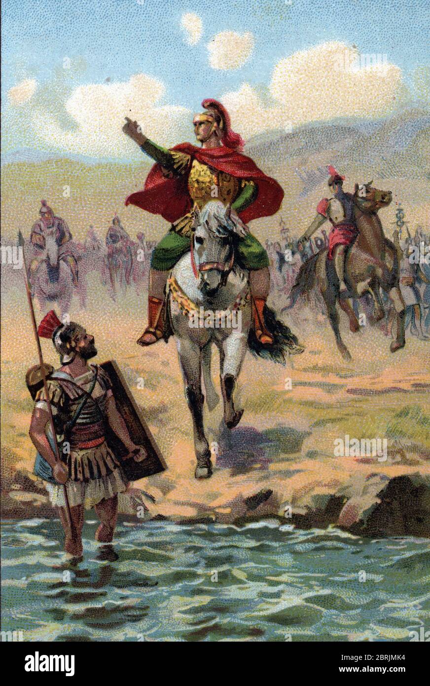 Jules Cesar traverse la riviere de Rubicon avec ses Legions en armes le ...