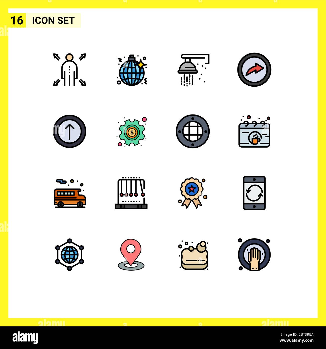Piktogramm-Set von 16 einfachen flachen Farbe gefüllte Linien von ...