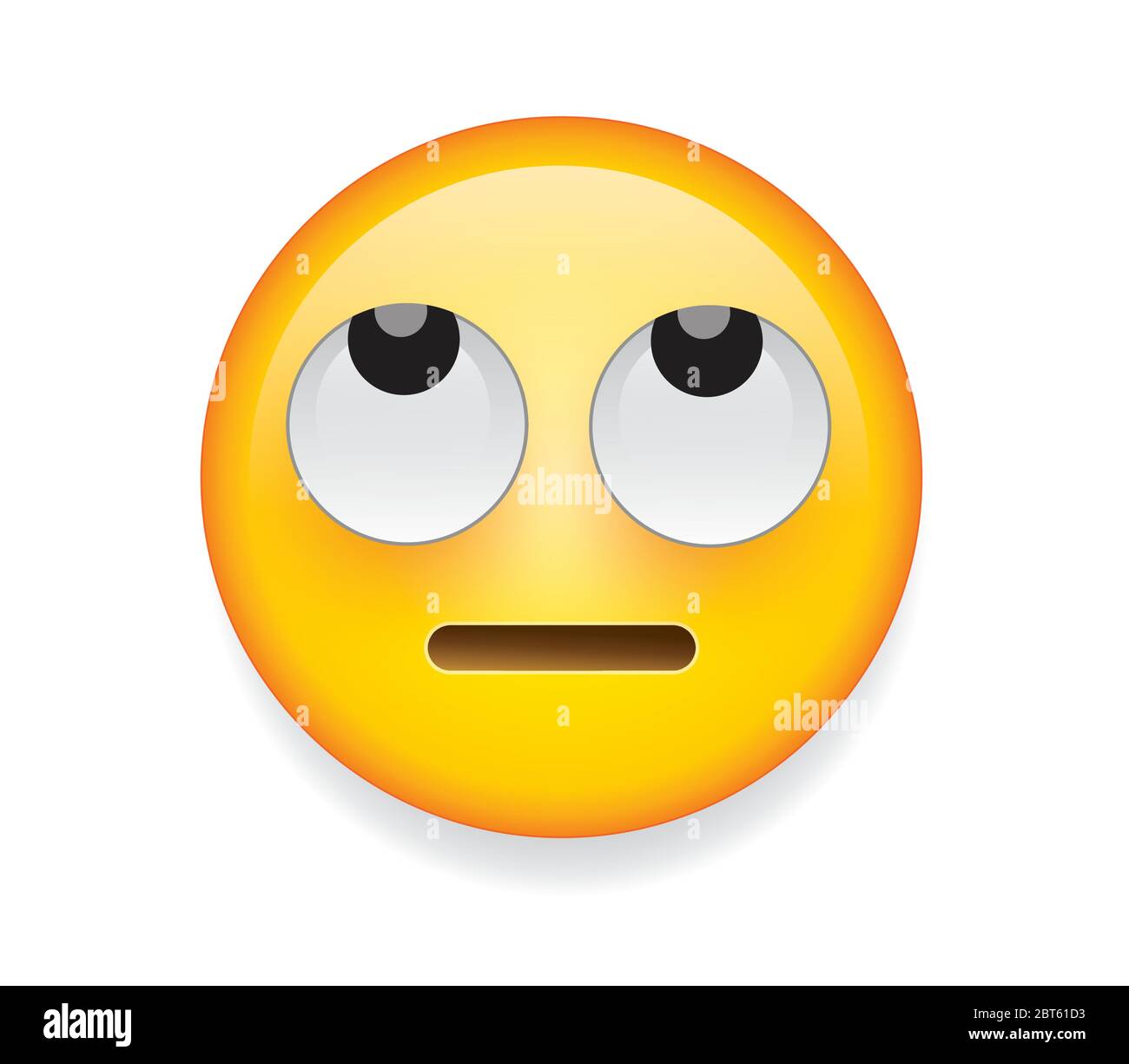 Hochwertiges Emoticon auf weißem Hintergrund. Rollende Augen Emoji. Gelbes Gesicht mit rollenden ...