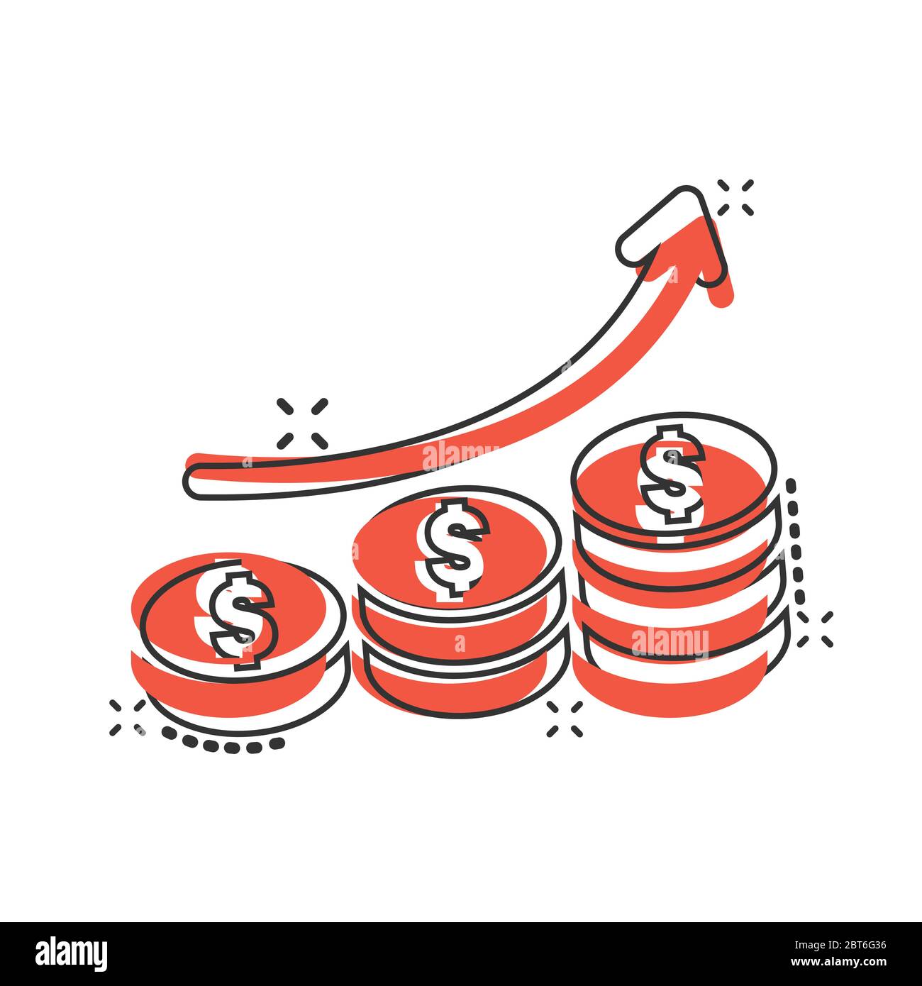 Income Rate erhöhen Symbol im Comic-Stil. Finanzen Leistung Cartoon ...