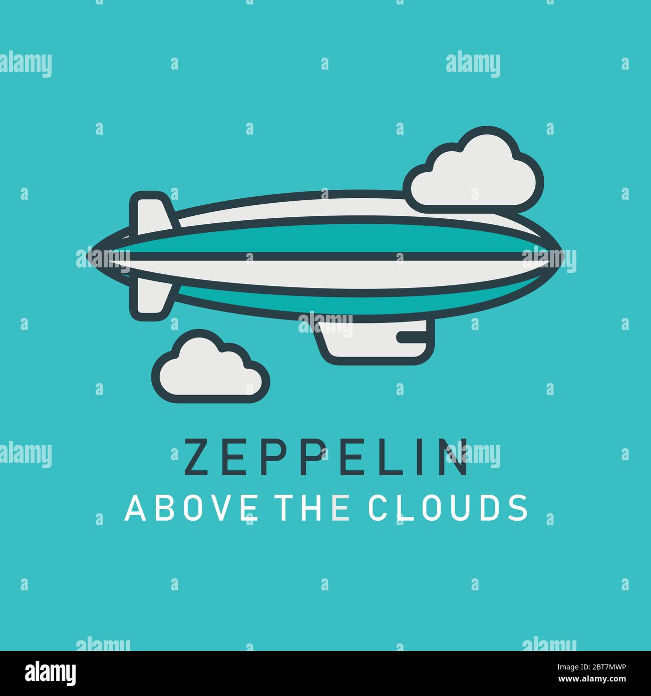 Flaches Bild des Zeppelins im lineart Stil. Luftschiff-Zeppelin Stock ...