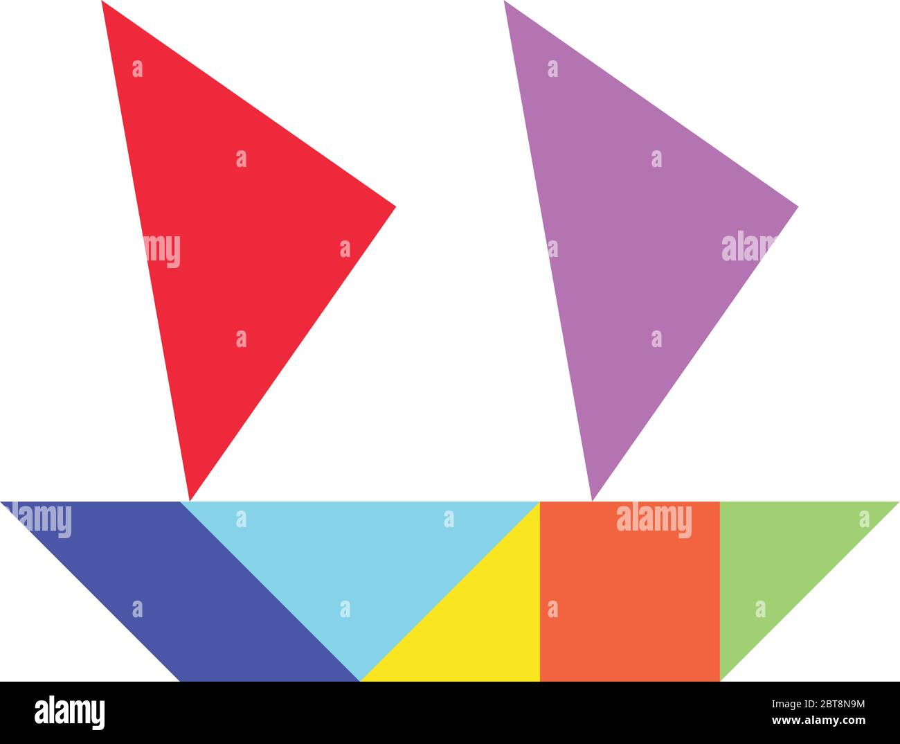 Farbe Tangram Puzzle in Boot, Schiff oder Yacht-Form auf weißem ...