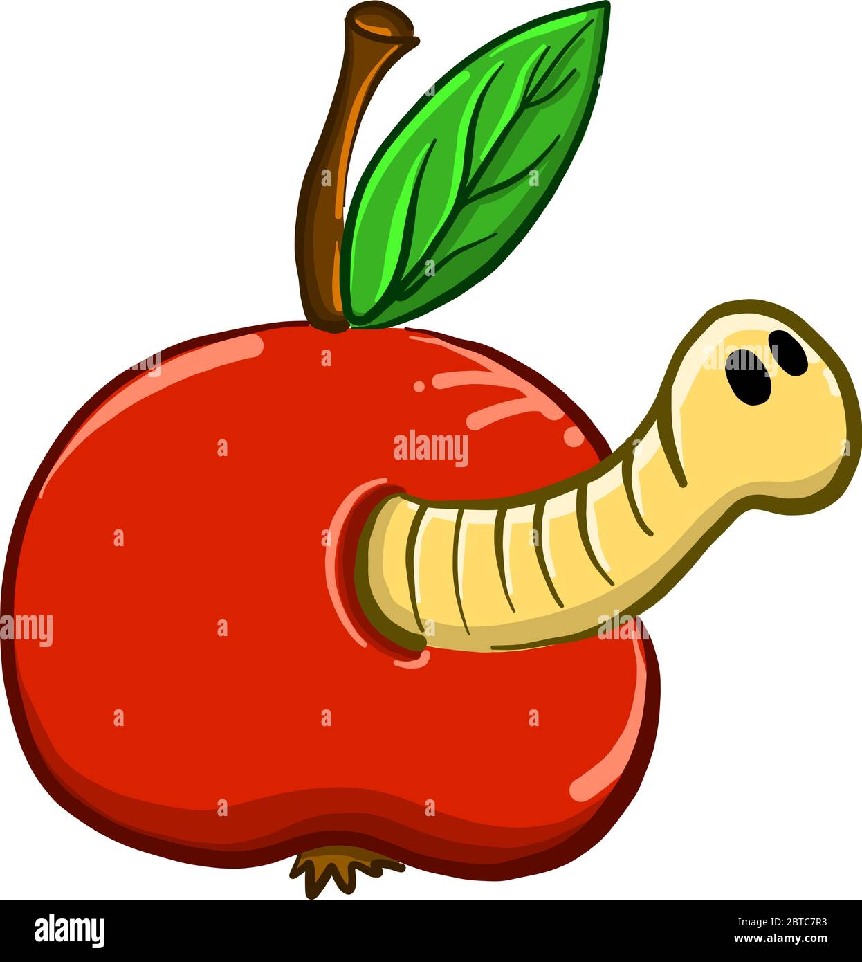 Wurm in Apfel , Illustration, Vektor auf weißem Hintergrund Stock ...