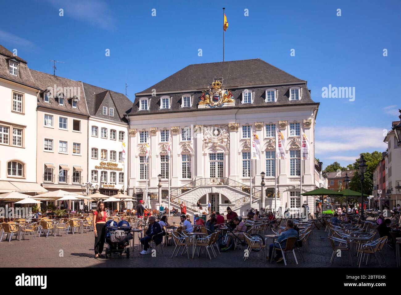 Das alte Rathaus am Marktplatz, Barockgebäude, Bonn, Nordrhein ...