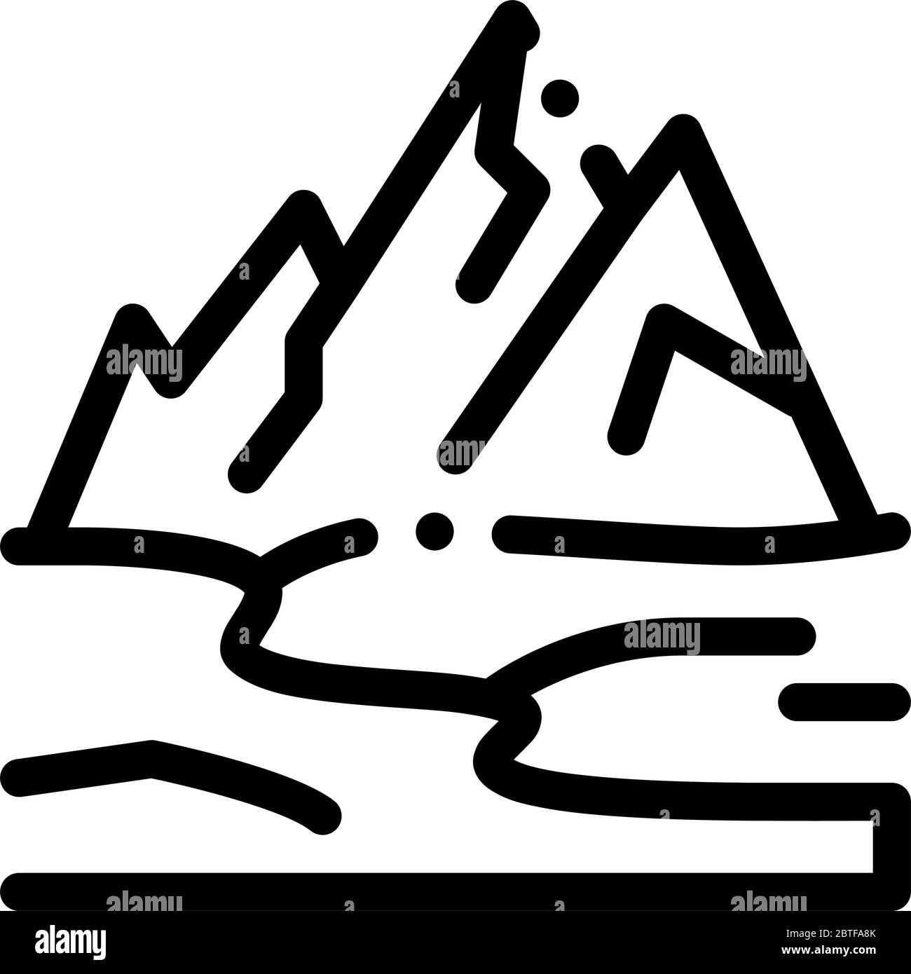 High Mountains Terrain Symbol Vektor-Umriss Illustration Stock ...
