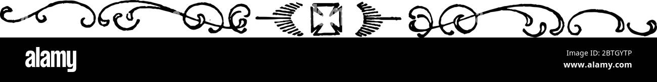 Ein dekorativer filigraner Trenner mit einem kreuzartigen Symbol in der ...