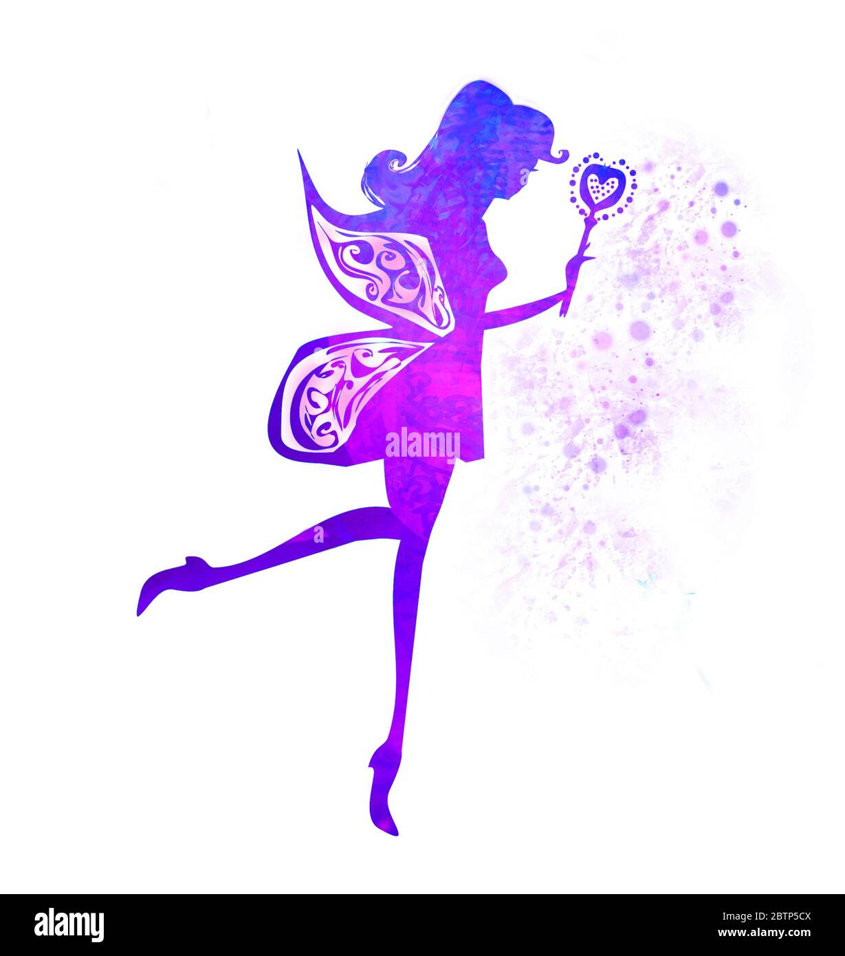 Fliegende Fee mit Zauberstab - isolierte Illustration, bunte Silhouette ...
