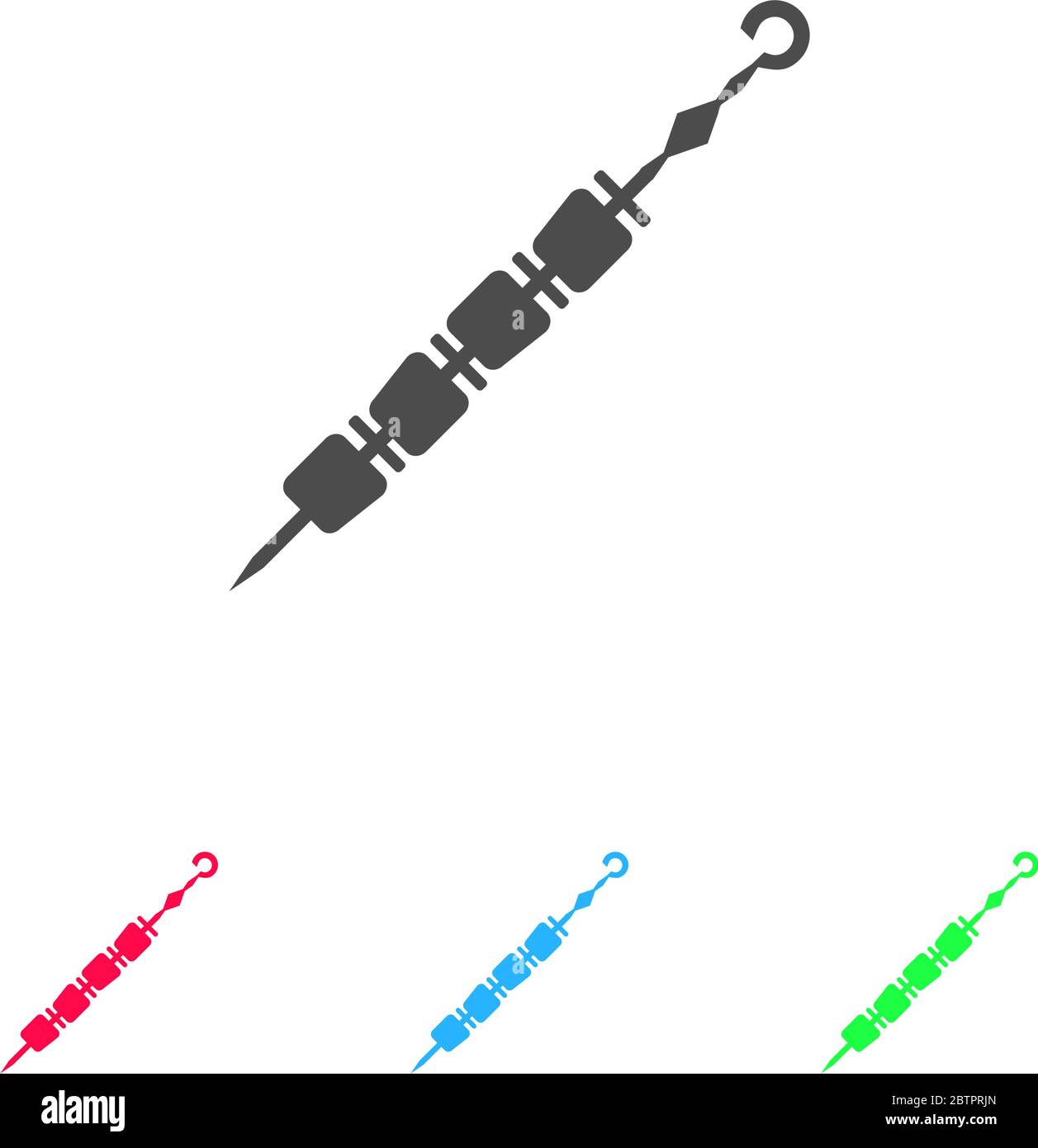 Kebab-Symbol flach. Farbpiktogramm auf weißem Hintergrund. Vektor ...