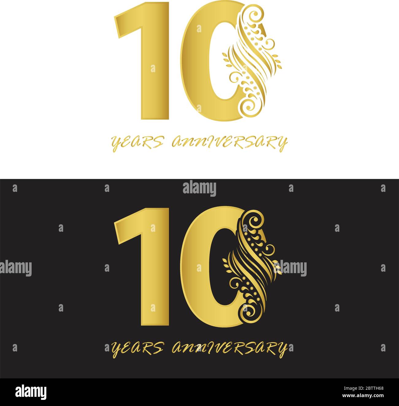 10 Jahre Jubiläum Vektor, Stil für Feier, Logo Vorlage Stock ...