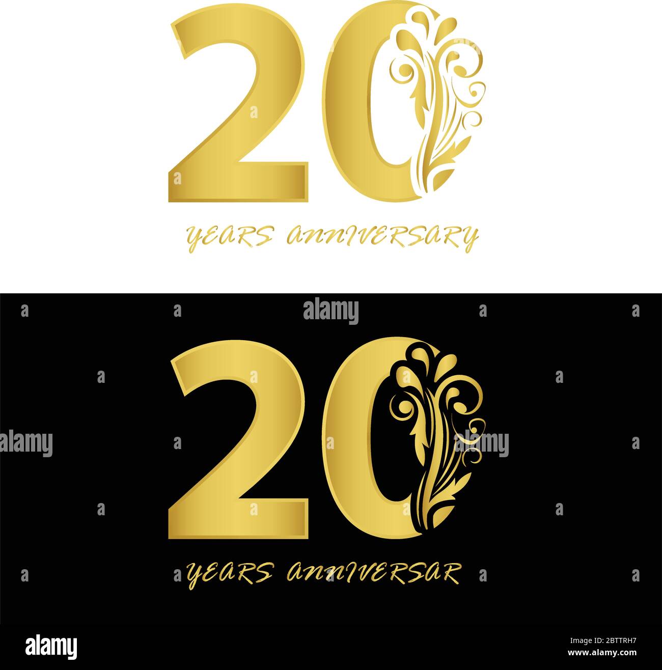 20 Jahre Jubiläum Vektor, Stil für Feier, Logo Vorlage Stock ...