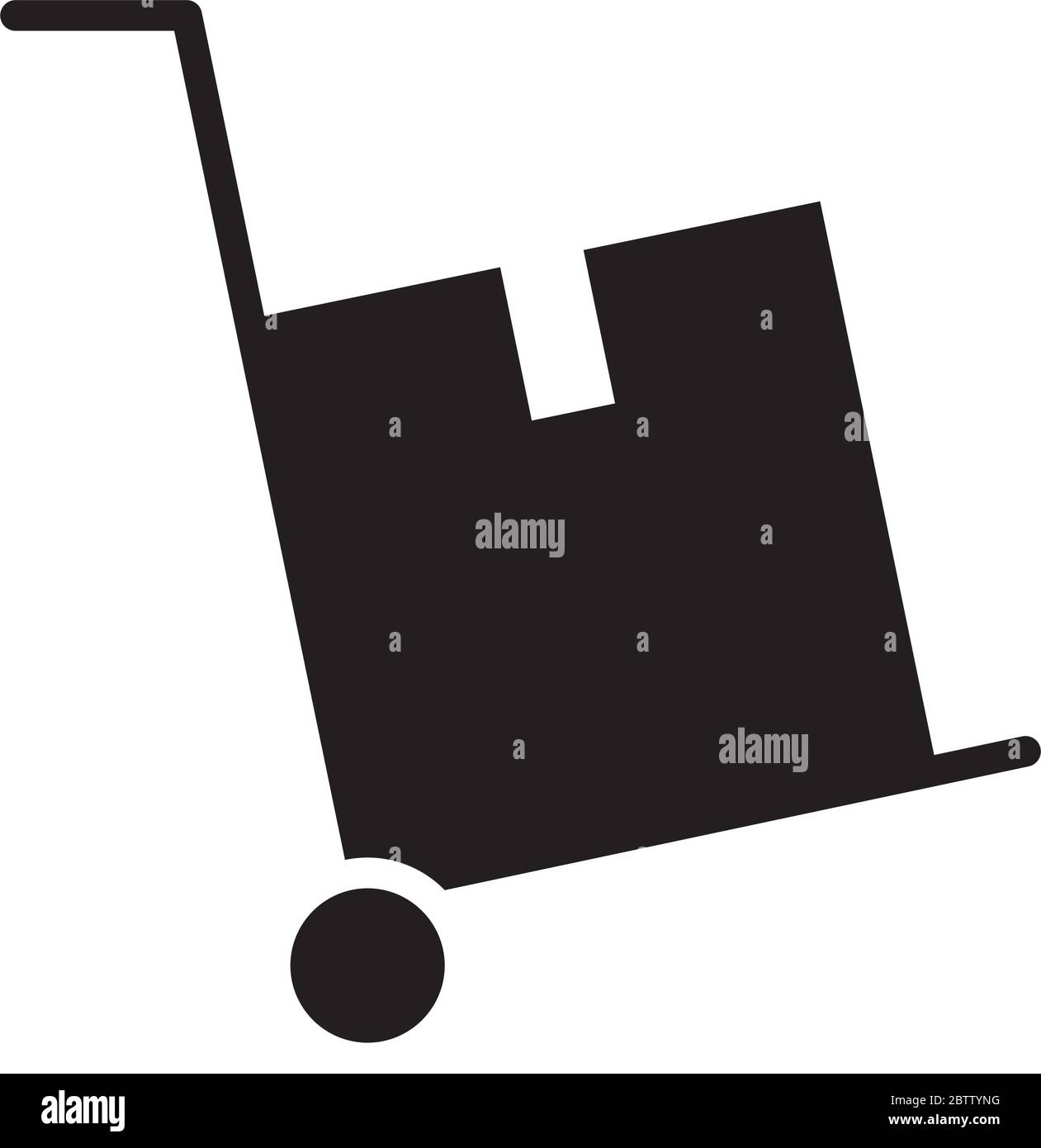 Handwagen mit Box-Symbol auf weißem Hintergrund, Silhouette Stil ...