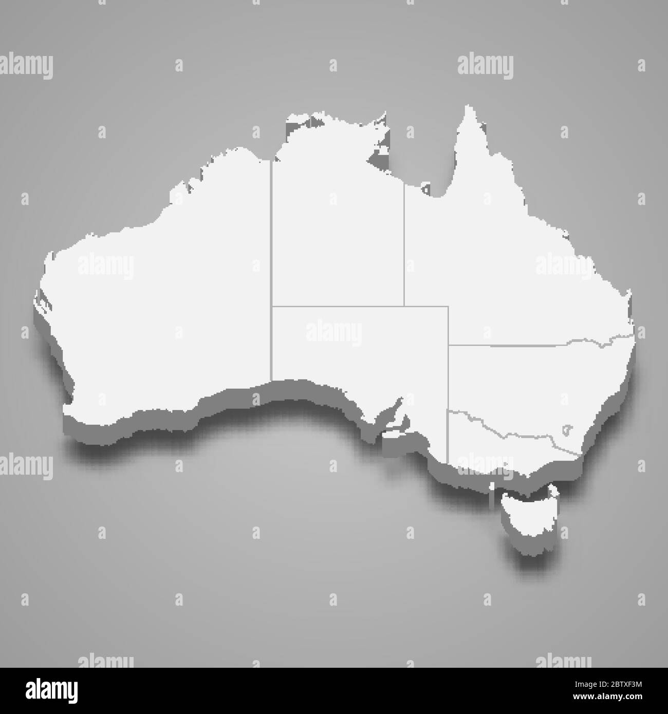 3d-Karte von Australien mit Grenzen von Regionen Stock-Vektorgrafik - Alamy