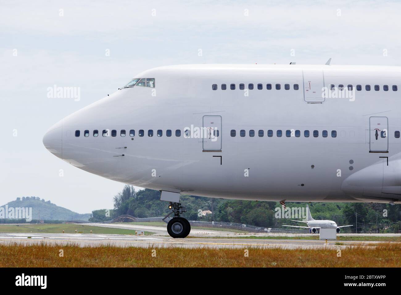 Moderne Passagier Doppeldecker Flugzeug Rollt Zum Start