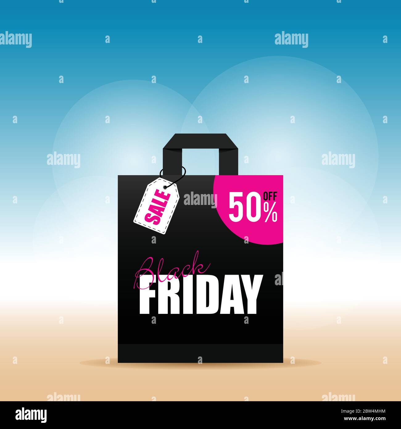 Papiertüte mit schwarzem freitag-Symbol darauf Illustration in bunt ...