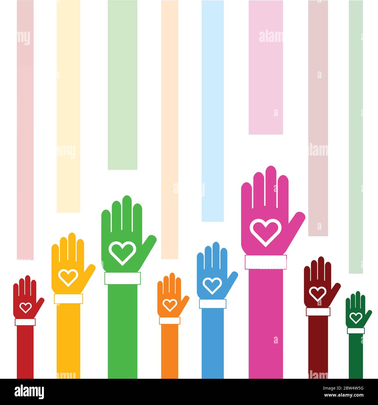 spenden Symbol mit Hand und Herz Farbe Set Illustration Stock ...