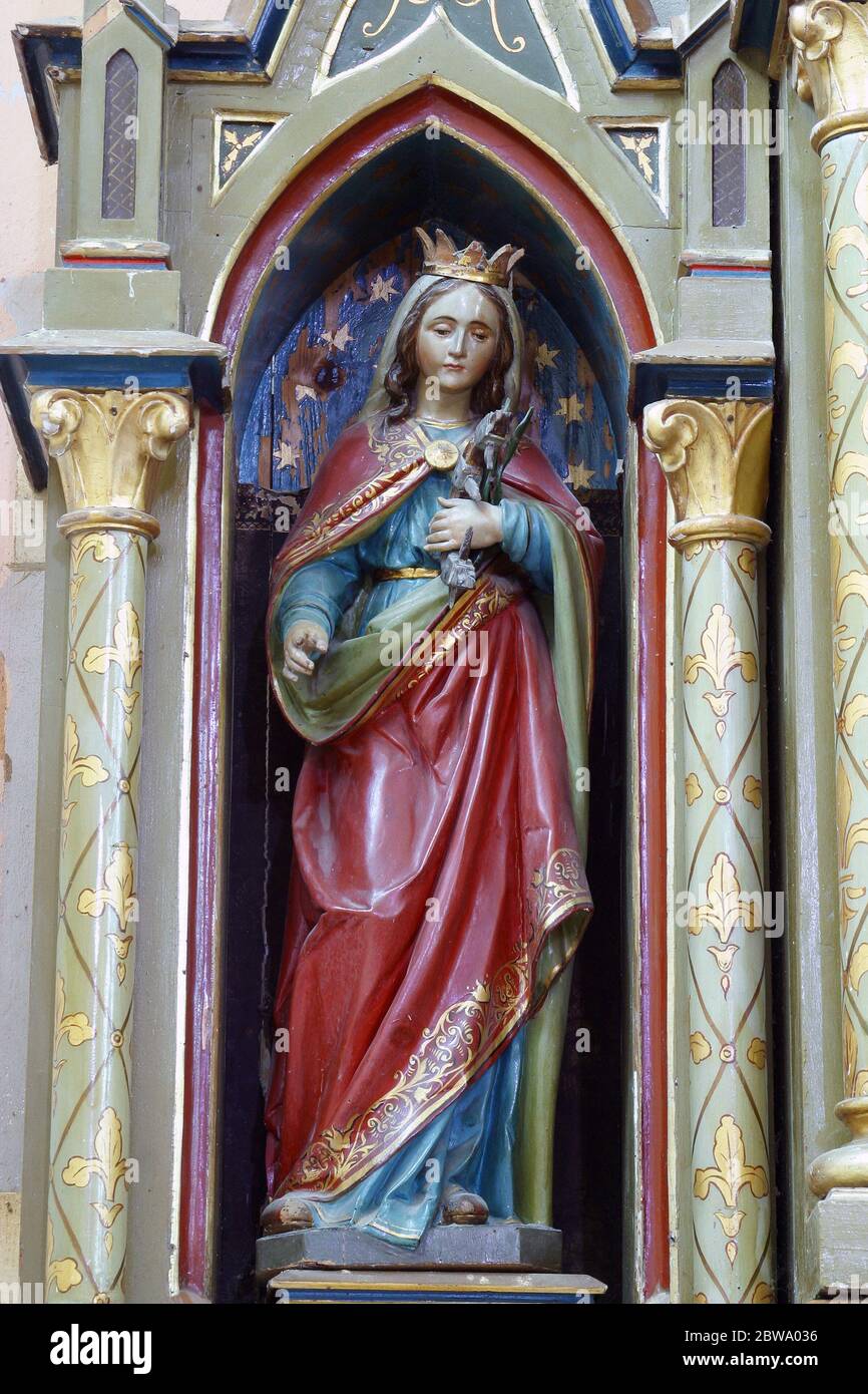 Statue der Heiligen Katharina von Alexandria auf dem Altar des Heiligen Antonius von Padua in ...