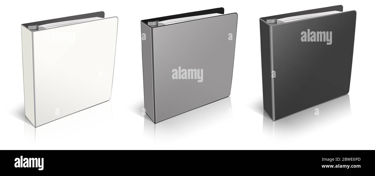 Leere Office Ordner Ordner Ordner weiß, grau, schwarz. Abbildung 3D ...