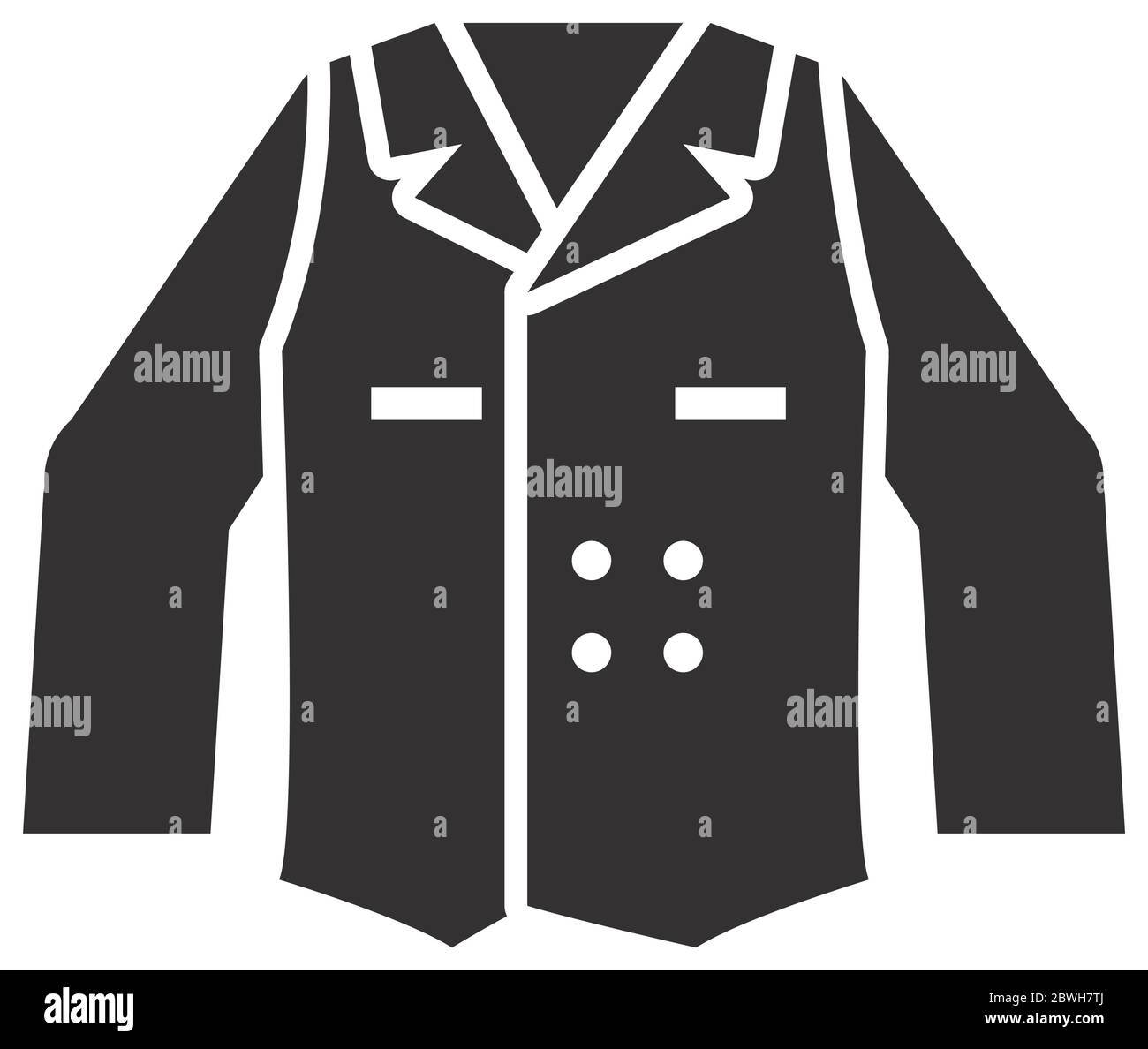 Elegantes Blazer-Symbol auf weißem Hintergrund, Silhouette Stil, Vektor ...
