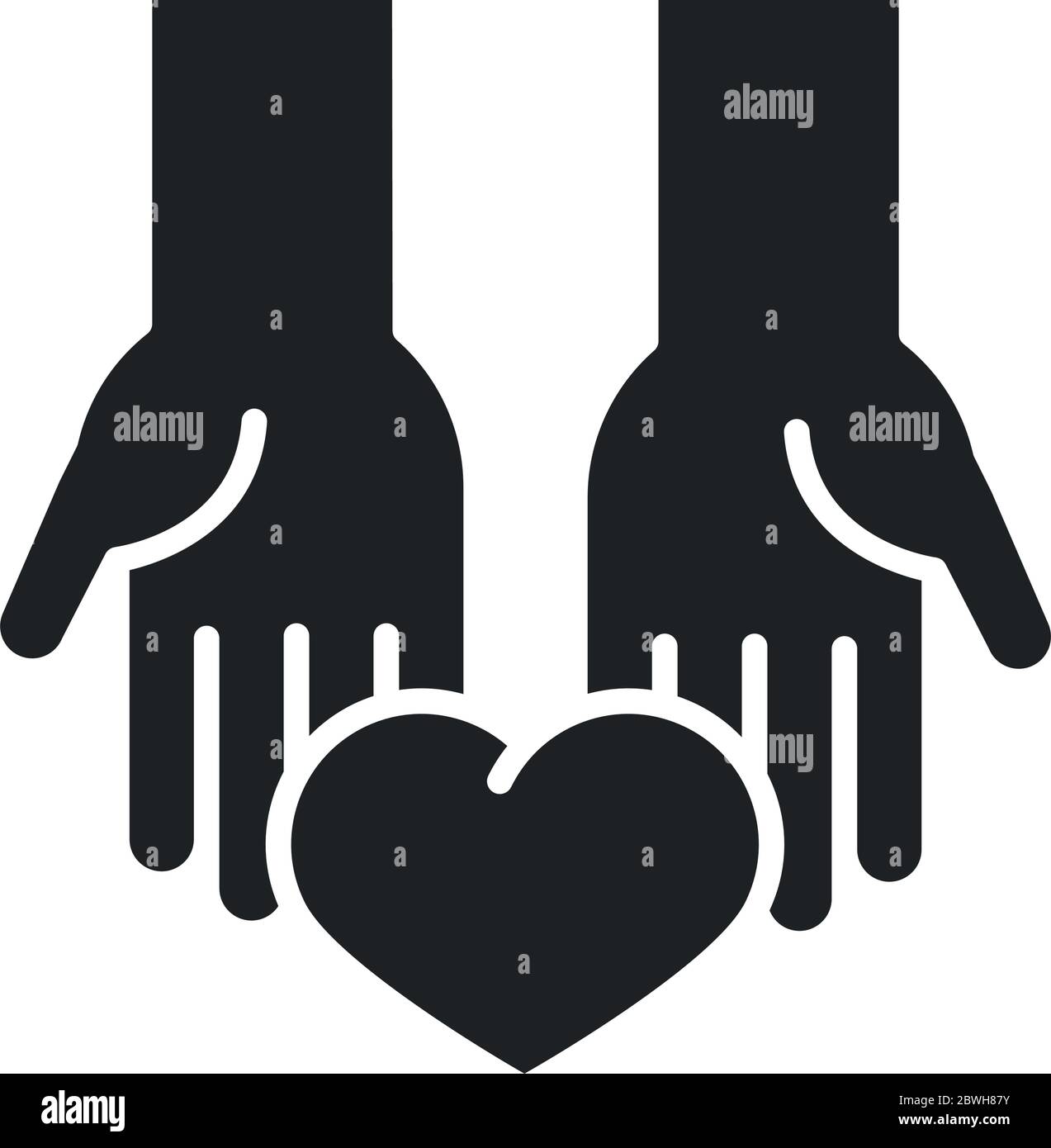 Spende Charity Freiwillige Hilfe sozialen Herz in Händen Silhouette ...