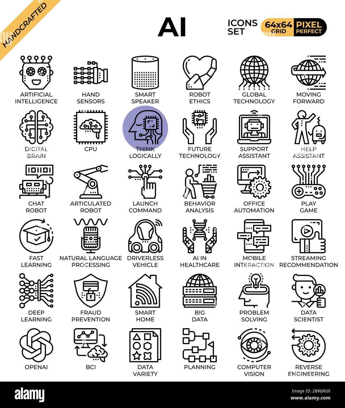 Künstliche Intelligenz (KI) Konzept Icons in modernen Linie Icon-Stil ...