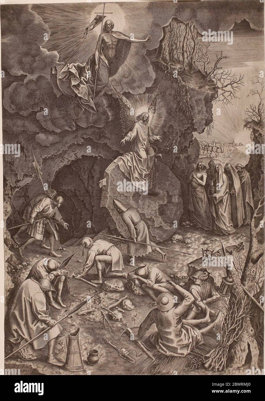 Autor: Pieter Bruegel, der Ältere. Die Auferstehung - c. 1580 - Philip Galle (Flämisch, 1537 ...