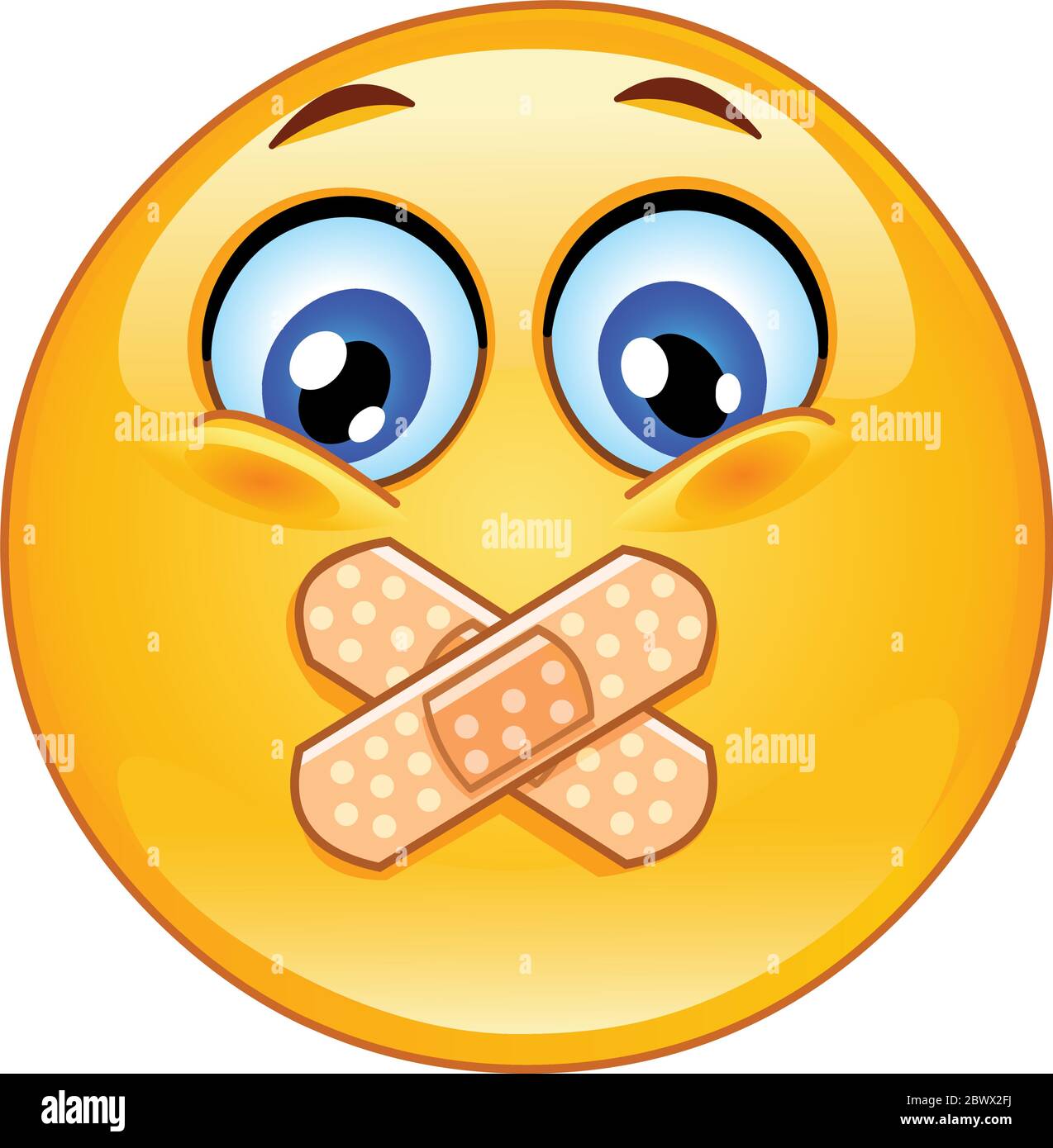 Emoticon mit Klebebandagen über den Lippen Stock-Vektorgrafik - Alamy