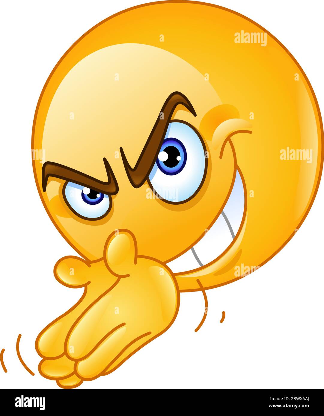 Intring Bösewicht Emoticon Reibt Seine Hände Stock Vektorgrafik Alamy