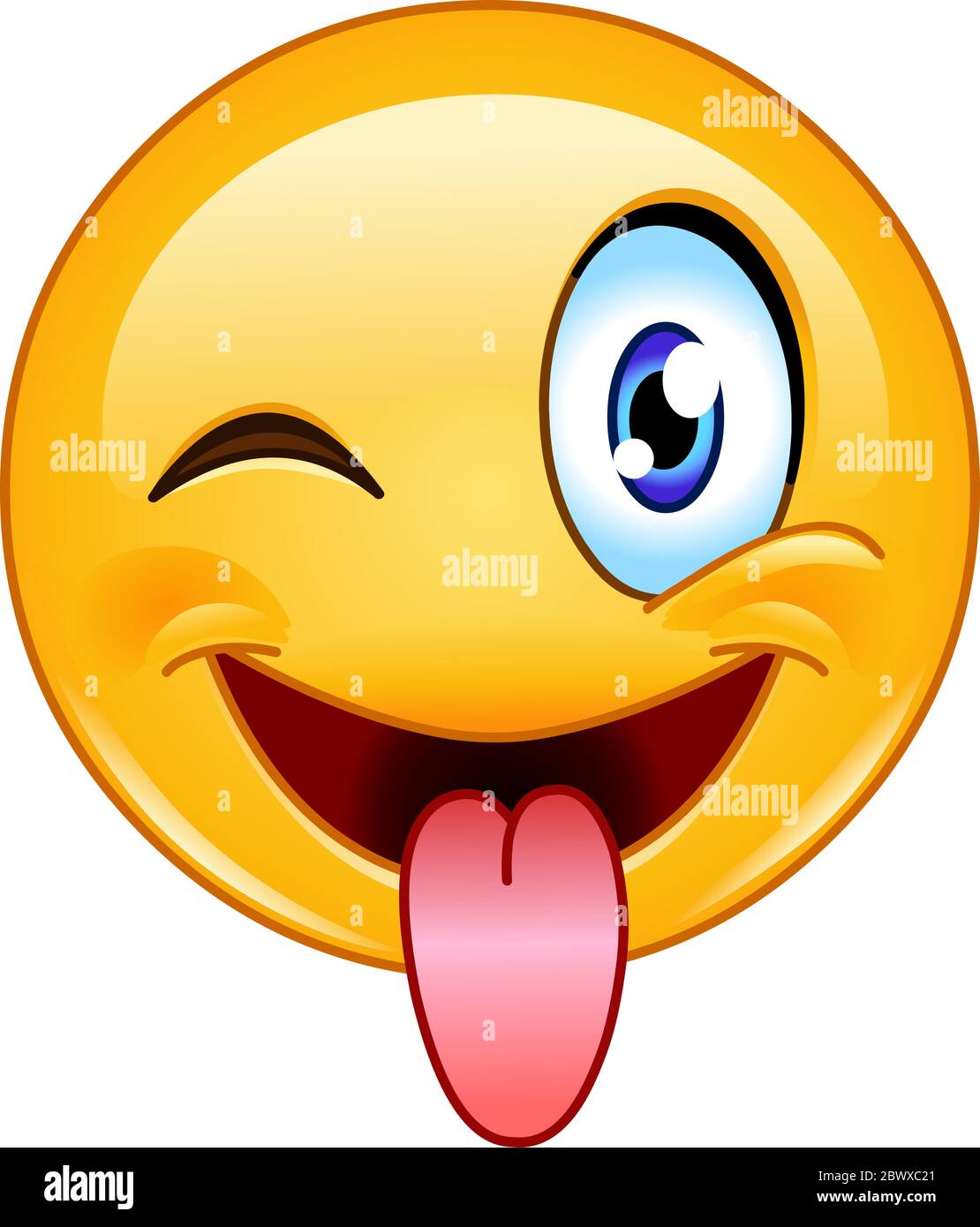 Emoticon mit auf Zunge und winking eye Stock-Vektorgrafik - Alamy
