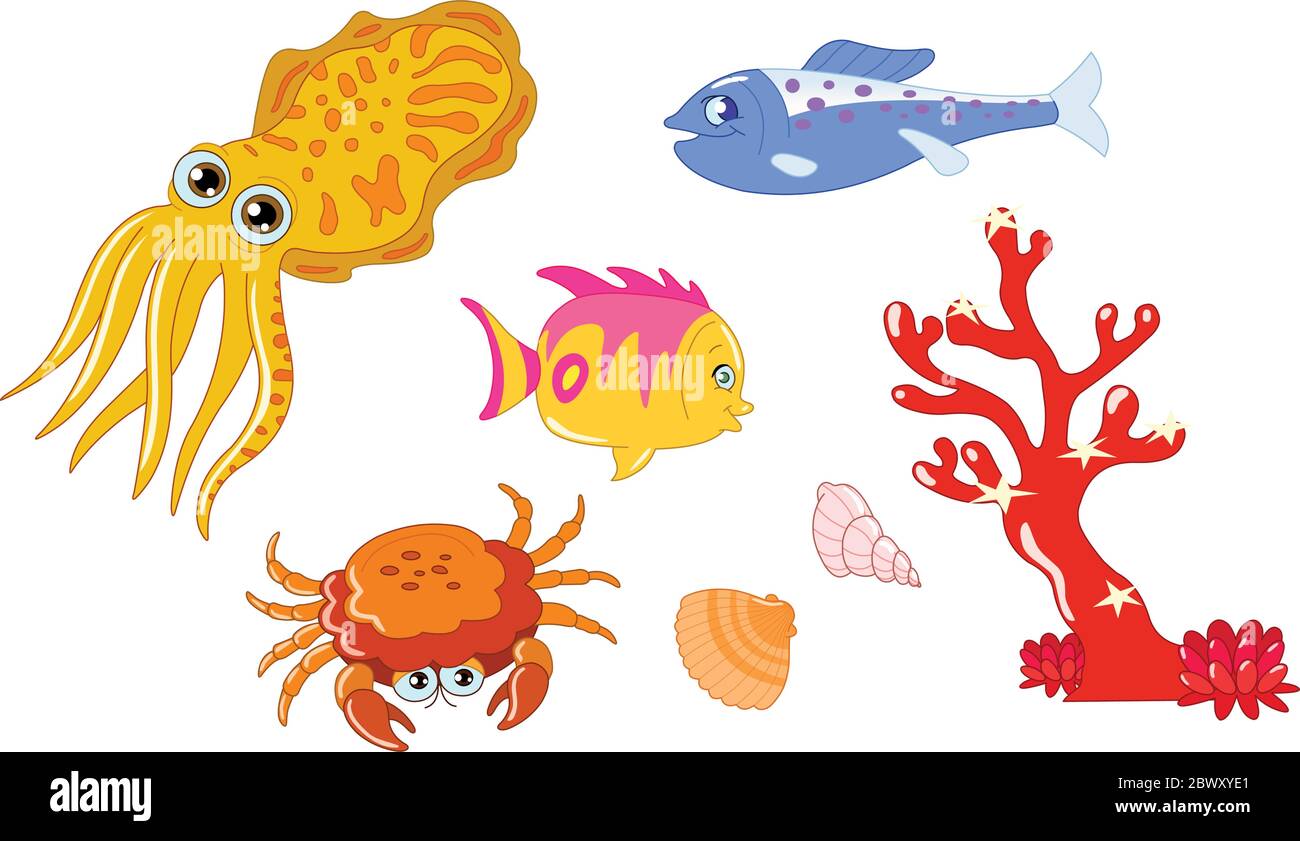 Meerestier cartoon Stock-Vektorgrafiken kaufen - Alamy