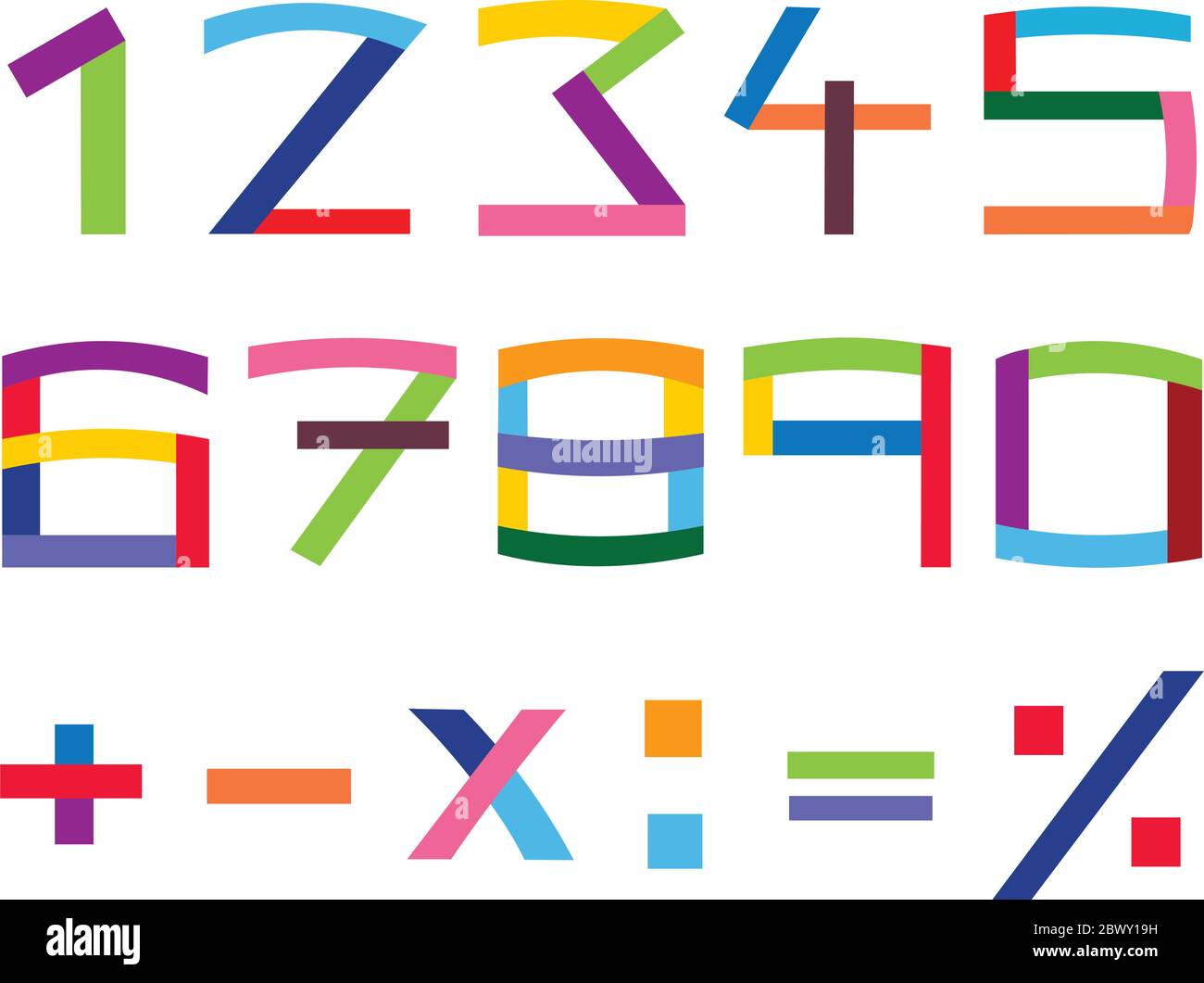 Bunte Zahlen und mathematische Symbole Stock-Vektorgrafik - Alamy