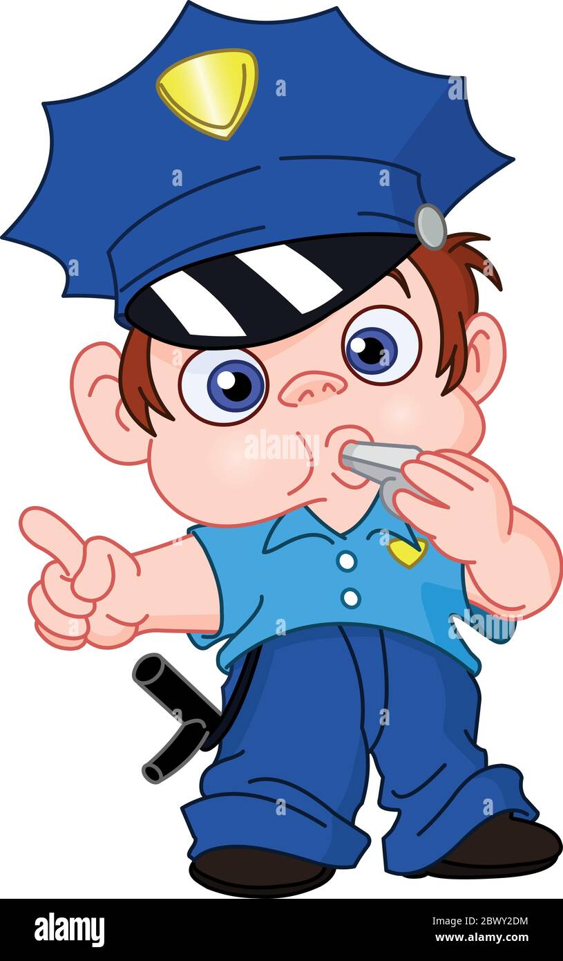 Cartoon illustration police officer boy Stock-Vektorgrafiken kaufen - Alamy