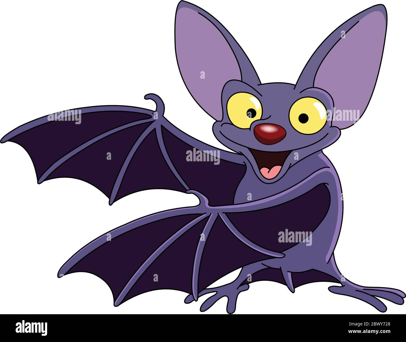 Cartoon Fledermaus präsentiert mit seinen Flügeln Stock-Vektorgrafik ...