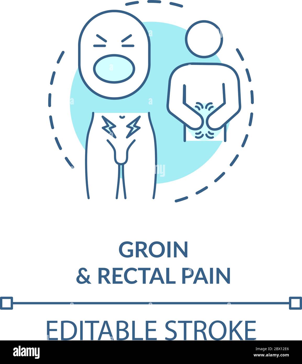 Symbol für Leistengegend und rektale Schmerzen. Gemeinsame Prostatitis ...