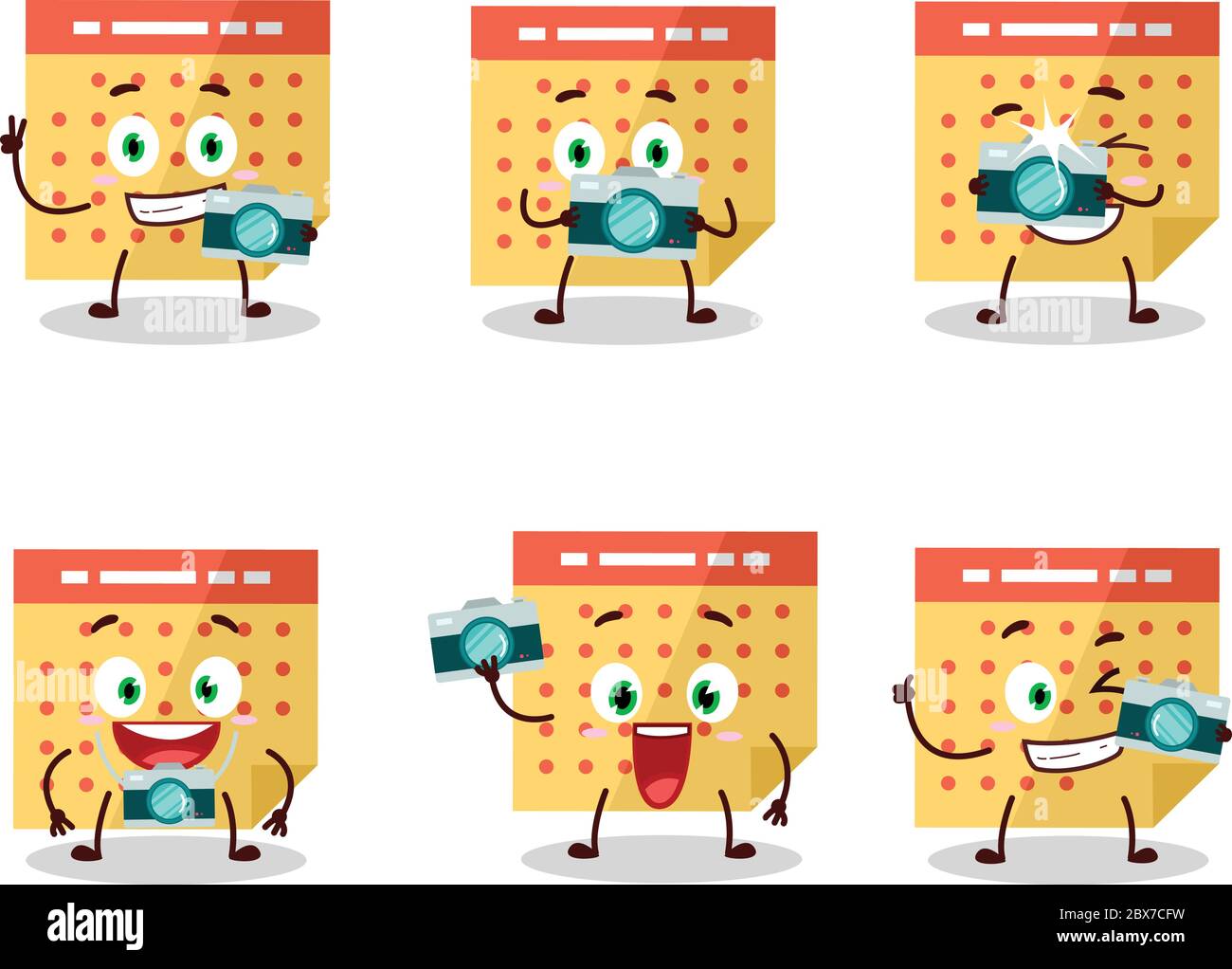 Fotograf Beruf Emoticon mit Kalender Cartoon-Charakter Stock ...